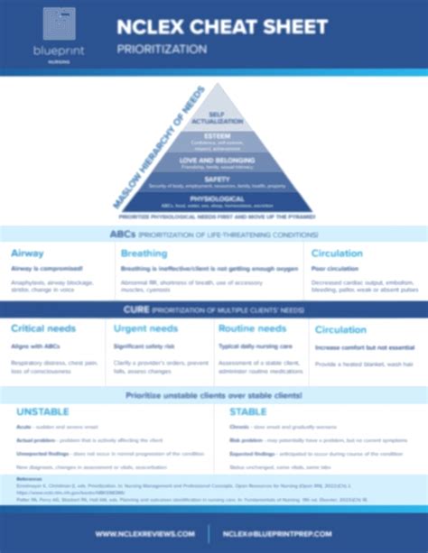 Nclex Cheat Sheet Prioritization