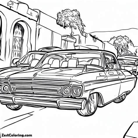 Lowrider Cars And Trucks Drawings Sketch Coloring Page