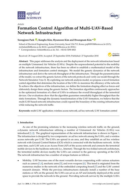 PDF Formation Control Algorithm Of Multi UAV Based Network Infrastructure