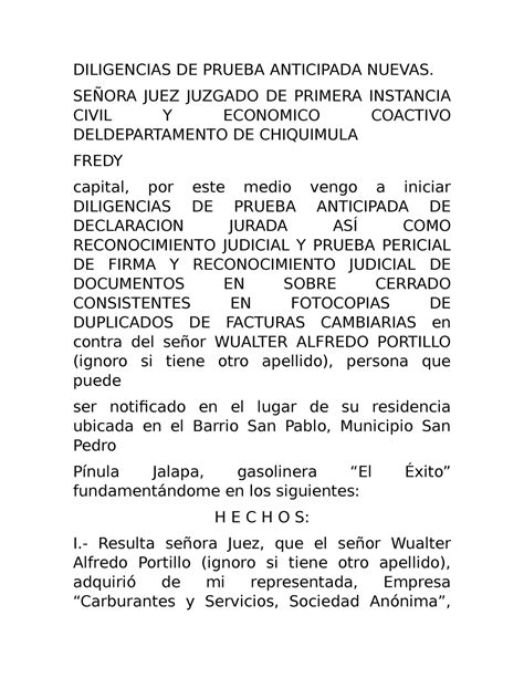 Solicitud De Prueba Anticipada Rec Jud Y Prueba Pericial