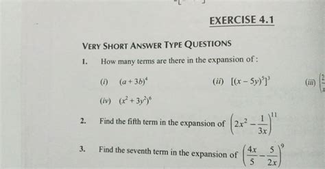 Exercise 4 1very Short Answer Type Questionshow Many Terms Are There In