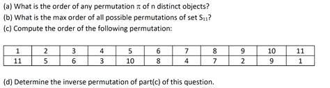 Solved A What Is The Order Of Any Permutation Of N