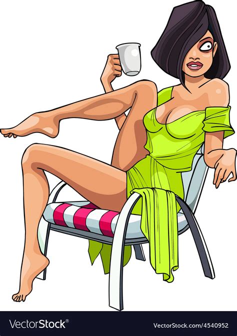 Cartoon Sexy Woman Sitting In An Armchair Vector Image
