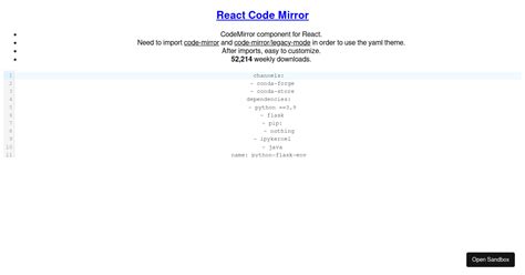 React Yaml Editor Codesandbox