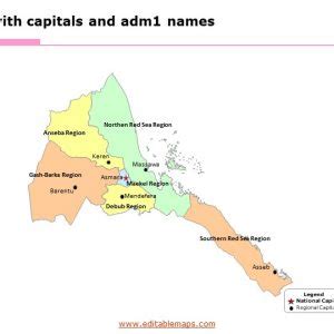 Eritrea Map With Regions And Districts Editable PowerPoint Maps