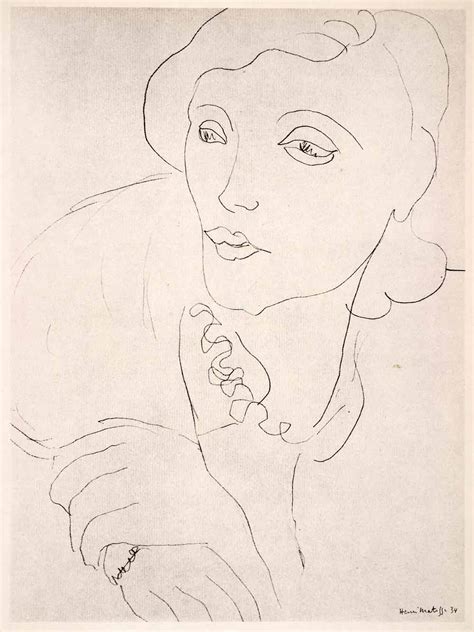 1969 Photolithograph Henri Matisse Pencil Sketch Head Of A Woman Portr