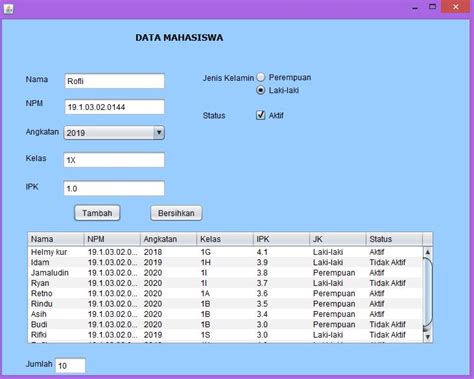 java netbeans menampilkan data di tabel tanpa database