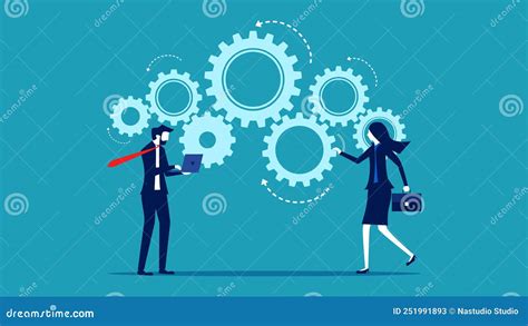 Process Optimization Businesswomen Turn Cogs To Work Stock Vector