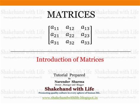 Introduction To Matrices Ppt