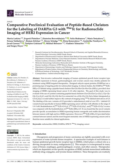 Pdf Comparative Preclinical Evaluation Of Peptide Based Chelators For The Labeling Of Darpin