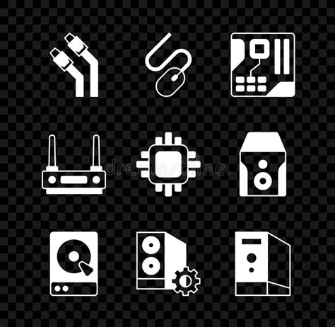 Set Lan Cable Network Internet Computer Mouse Motherboard Digital