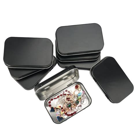 Small Metal Boxes With Lids Rw Base 2 Oz Round Black Tin Container