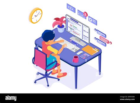 Programmer Developing Program Stock Vector Image And Art Alamy