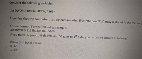 Solved Consider The Following Variable List DWORD 4030h Chegg