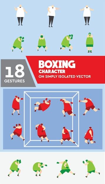 권투 선수 캐릭터 간단한 벡터 일러스트 스포츠 인포 그래픽에 적합 프리미엄 벡터