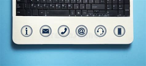 Computer With A Contact Symbols Internet Communication Stock Image Image Of Connect Symbols