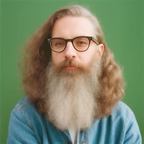 Premium Photo A Man With A Beard And Glasses Is Wearing A Denim Shirt