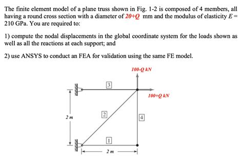 Solved A The Finite Element Model Of A Plane Truss Shown In