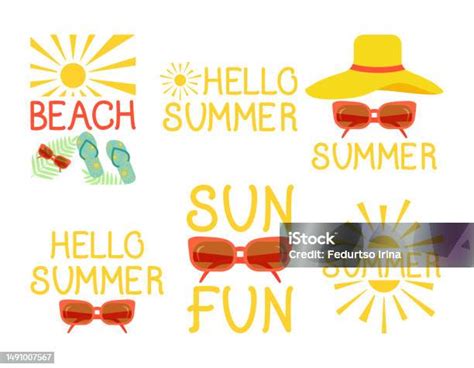 벡터 그림입니다 글자 여름 라벨 로고 여름 해변 휴가 및 여행 요소 모음 계절에 대한 스톡 벡터 아트 및 기타 이미지 계절