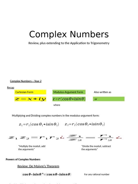 Lesson 3 Complex Numbers Applications To Trigonometry Pdf