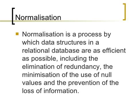 Databases Normalisation