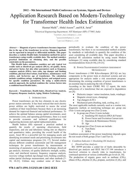 Pdf Application Research Based On Modern Technology For Transformer