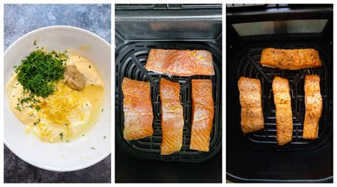 Air Fryer Salmon With Lemon Dill Sauce 8 Minute Recipe Vikalinka