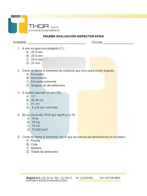 Evalucion Inspector Api 4g Pdf Perforación Ultrasonido