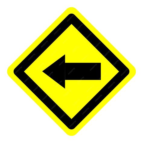 Flecha Amarilla A La Izquierda Advertencia De Tráfico En La Carretera