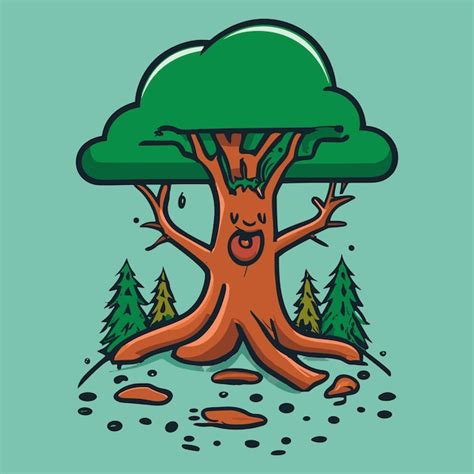 Premium Vector Tree Vector Art Landscape Illustration