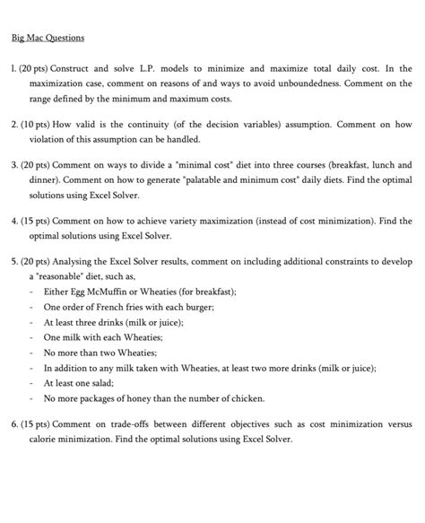 Solved 1 20 Pts Construct And Solve Lp Models To