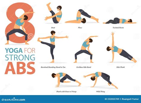 8 Yoga Poses Or Asana Posture For Workout In Strong Abs Concept Women