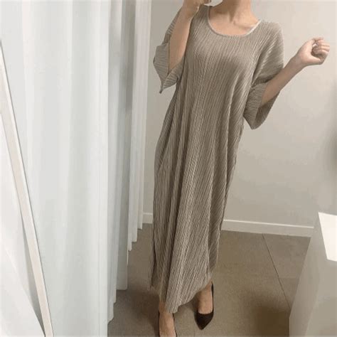 66 77 88 플리츠 반팔 라운드 프리사이즈 홈웨어 임산부 임부복 바캉스 박스 롱원피스 에이블리