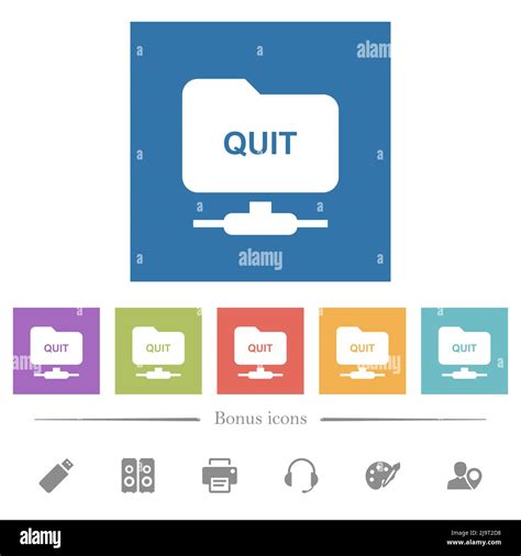Ftp Quit Flat White Icons In Square Backgrounds 6 Bonus Icons Included