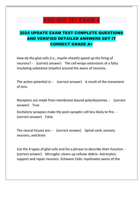 Asu Bio 181 Exam 4 2024 Update Exam Test Complete Questions And
