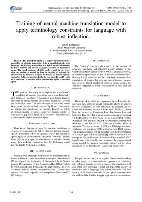 pdf training of neural machine translation model to apply terminology