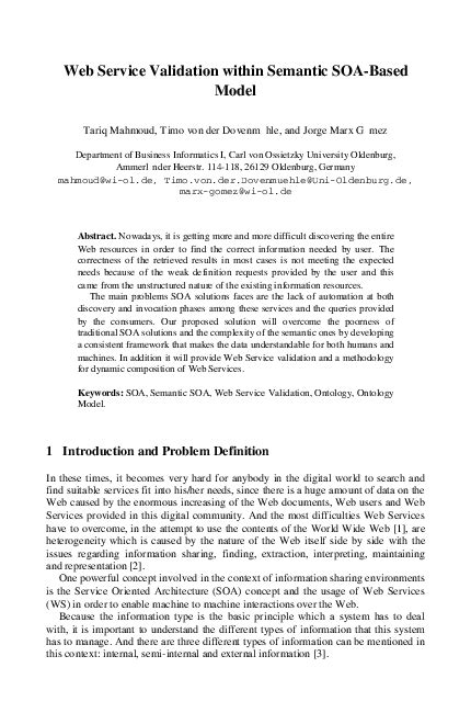 Pdf Web Service Validation Within Semantic Soa Based Model