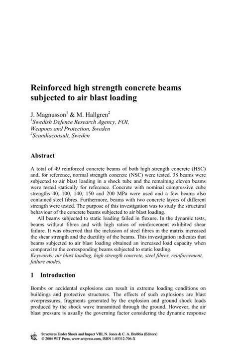 Pdf Reinforced High Strength Concrete Beams Subjected … High Strength Concrete Beams Subjected