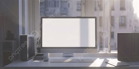 대형 모니터 키보드 마우스와 정리된 사무용 필수품을 갖춘 세련된 디자인을 갖춘 책상 위의 현대적인 컴퓨터로 전문적인 작업 공간을 조성합니다 컴퓨터 책상 책상 설치