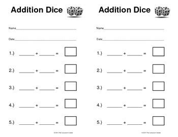 Addition Dice By Different Babe Learners TPT