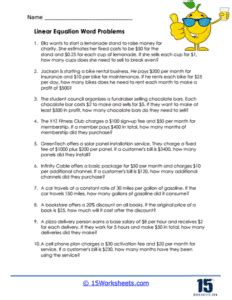 Linear Equation Word Problems Worksheets 15 Worksheets Com
