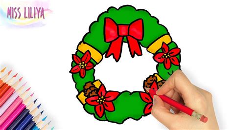 Як намалювати РІЗДВЯНИЙ ВІНОК Малюємо та розмальовуємо How To Draw A Christmas Wreath Youtube