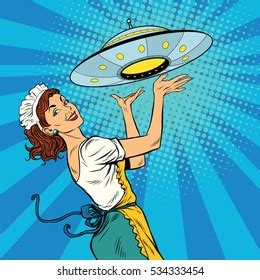 미확인비행물체 팝아트 복고풍 그림 스톡 일러스트 Shutterstock