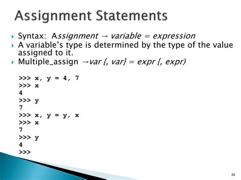 Assignment Statement Syntax In Python
