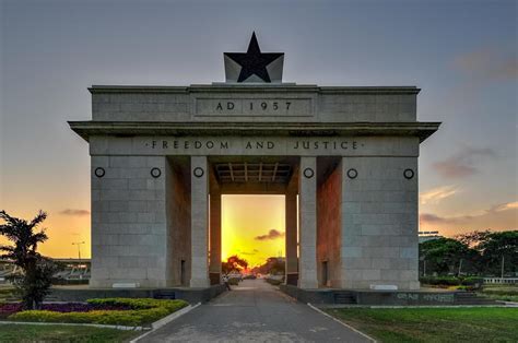 The Independence Arch Of Independence Square Of Accra Ghana At Sunset