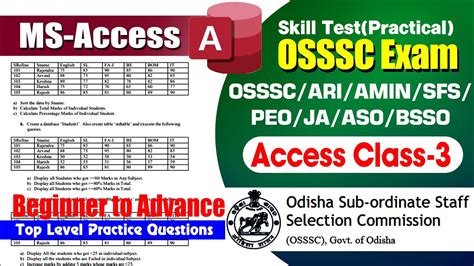 Ms Access Practical Question Pdf Osssc Computer Skill Test For Peo