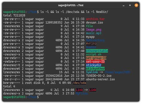 colors in ls command output what do they mean linux punx