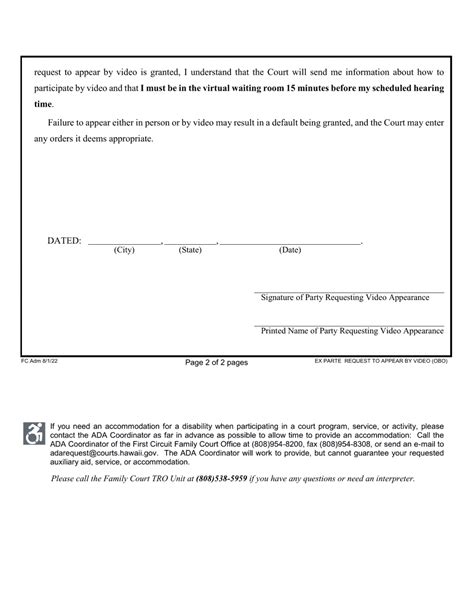 Hawaii Ex Parte Request To Appear By Video Fill Out Sign Online And Download Pdf Templateroller