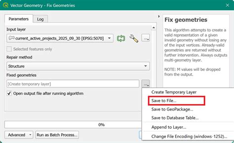 How To Save The Output From A Qgis Tool To A File Geodatabase Feature Class Geographic
