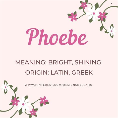 Phoebe Names With Meaning Vintage Names Gender Neutral Names
